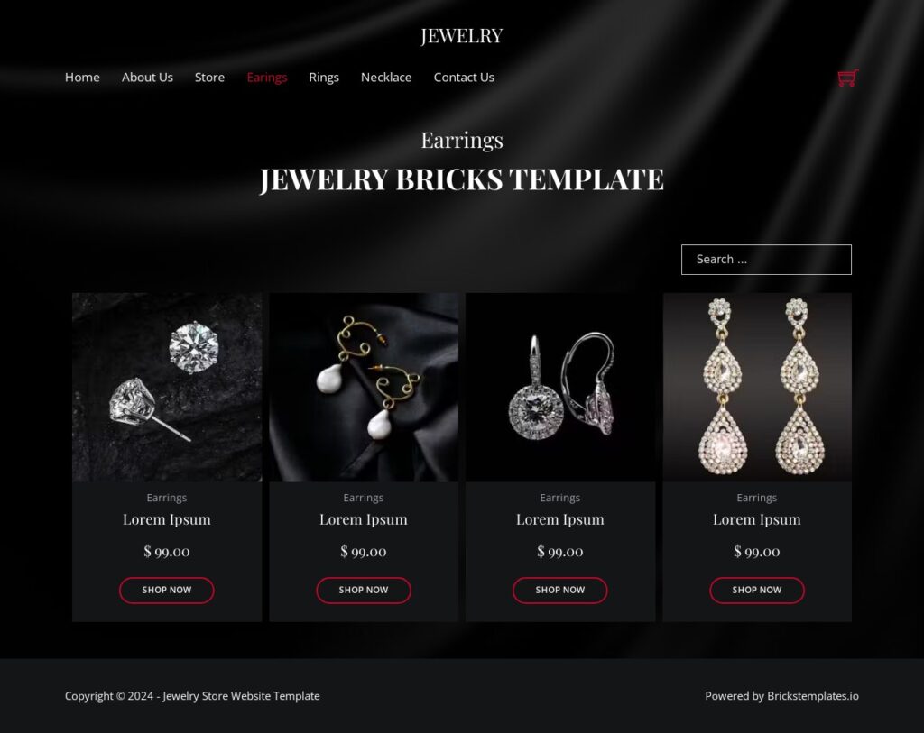 Earings – Jewelry Store Website Template